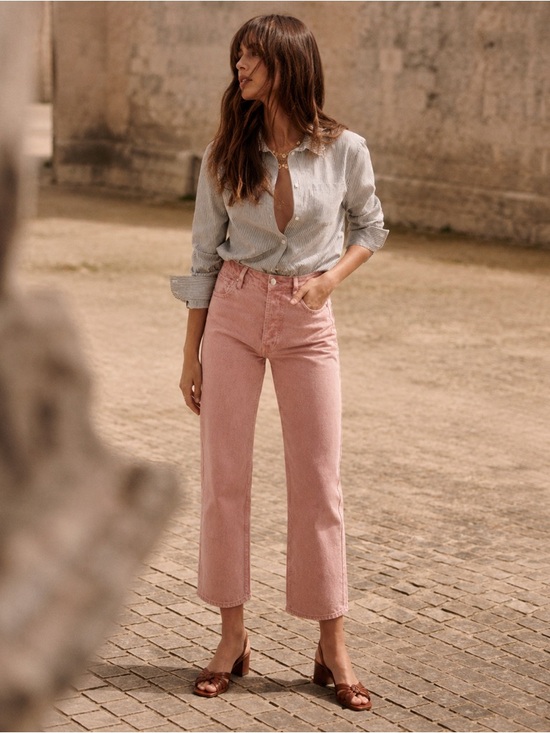 Sezane | Jeans | Szane Le Crop Bois De Rose High Rise Straight Jeans ...